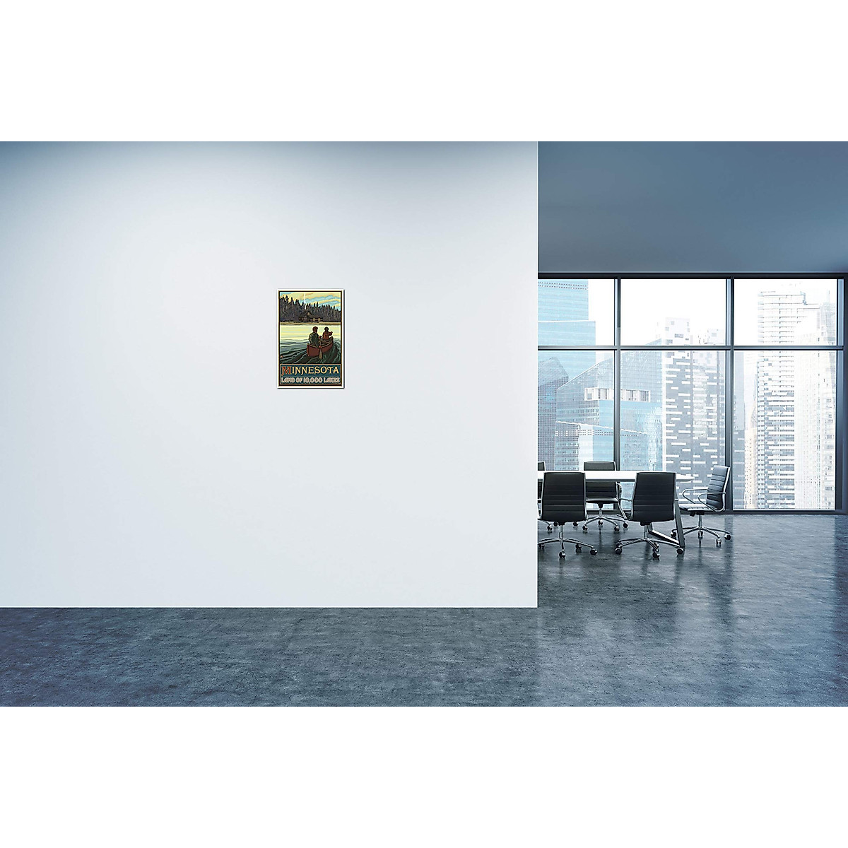 Art of Place Minnesota Lake Canoers Forest Cabin Giclee Art Print Poster from Travel Artwork by Artist Paul A. Lanquist 12" x 18"