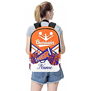 zaaprintblanket Personalized Cheerleader Cheer Orange Blue Backpack Casual Daypack Bag for Man Woman
