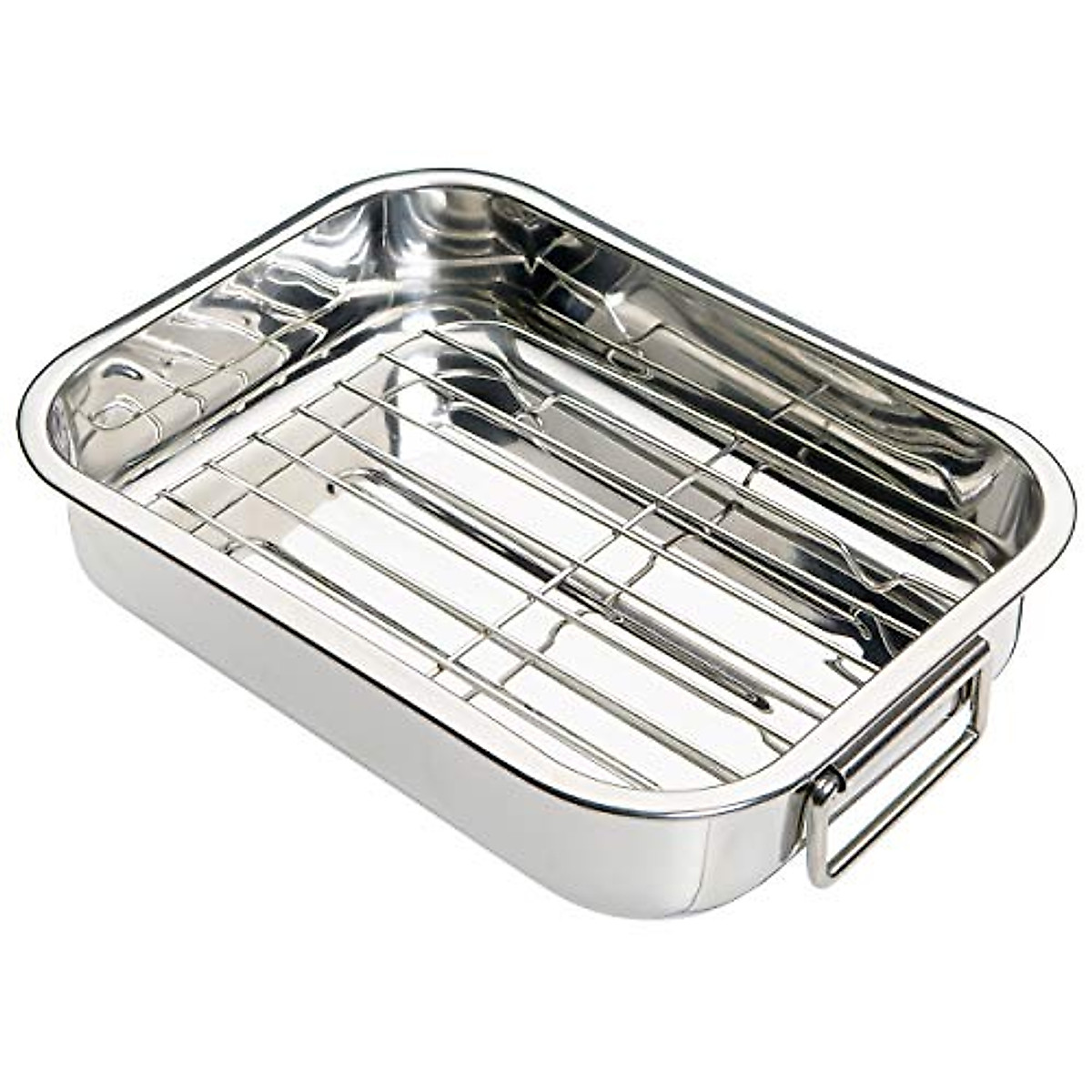 KitchenCraft KCRNR25 Stainless Steel Roasting Tin with Rack, Small, 27 x 20 cm, Silver