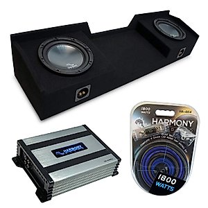 Harmony Audio Compatible with 2004-2015 Nissan Titan King or Crew Truck Harmony Bundle R104 Dual 10" Sub Box & HA-A400.1