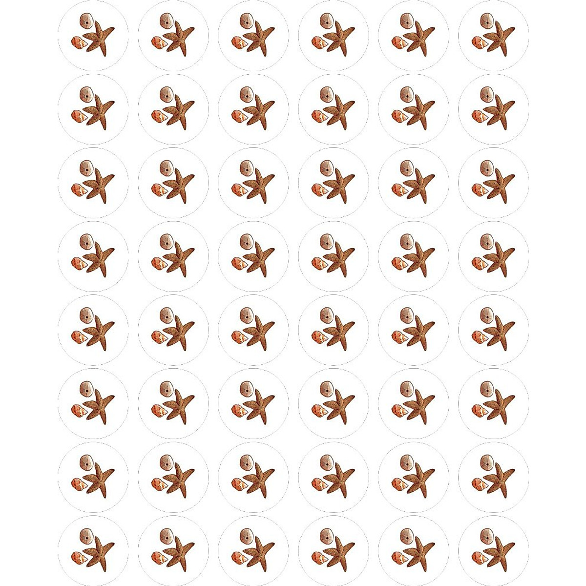 Beach Envelope Seals - 1.2" Circle Shells Stickers - 144 Circle Stickers (Shells)