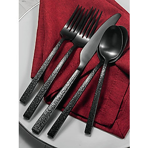 Alata Ripple 20-Piece Black Silverware Set Stainless Steel Flatware Set,Service for 4,Cutlery Set,Dishwasher Safe