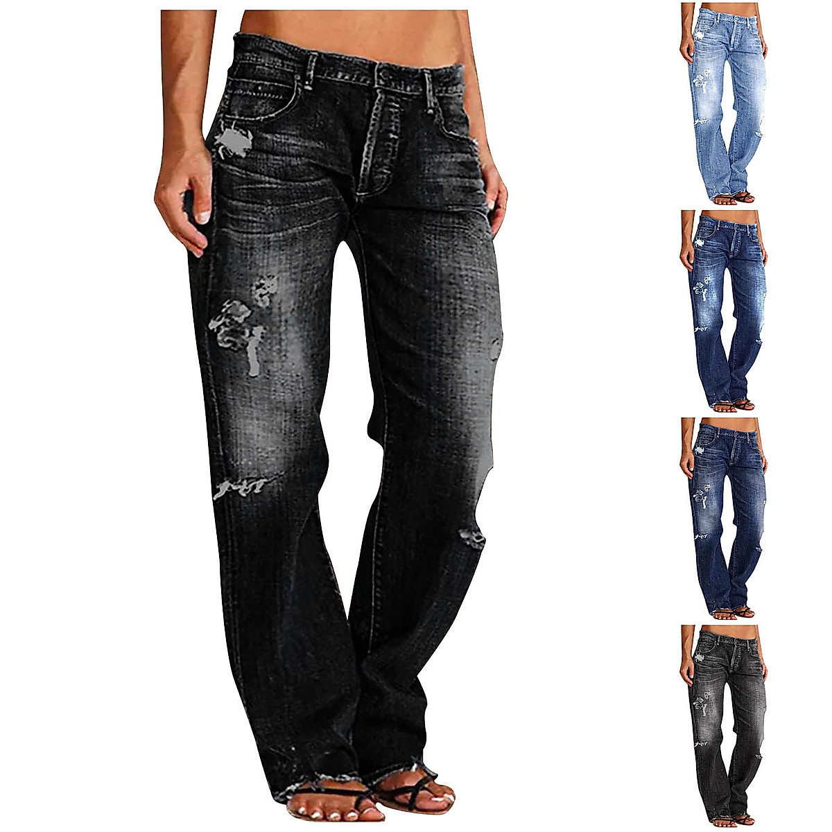 SMIDOW Pallet Sales of Returned Items Women’s Dress Pants Women Stacked Pants Ripped Jeans Boyfriend Jeans Distressed Jeans Baggy Cargo Pants Jeans Straight Leg Pants Black XL