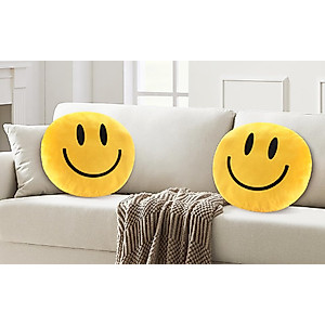 suppies Smiley Face Pillow - Soft Polyester Happy Face Pillow -14" X 14" Cute Pillow for Cute Room Decor - Living Room Decor - Toy - Birthday Gifts for Boys and Girls - 3D Round Throw Pillow