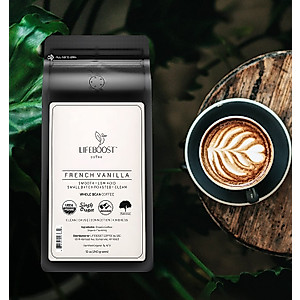 Lifeboost Coffee Whole Bean French Vanilla Coffee - Low Acid Single Origin Non-GMO Organic Coffee - Third Party Tested For Mycotoxins & Pesticides - 12 Ounces
