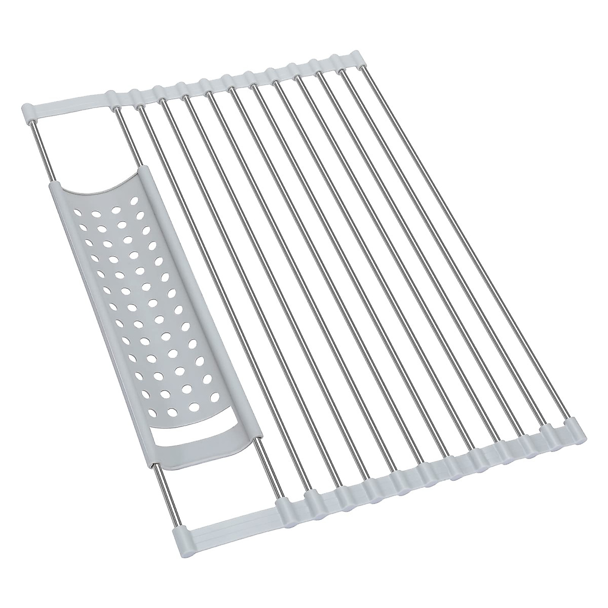 NileHome Roll Up Dish Drying Rack, Sink Drying Rack Over Sink Dish Drying Rack 304 Stainless Steel Foldable Drain Rack for Kitchen Sink Counter Utensils Vegetables and Fruits (17.5''X13'')，Gray…