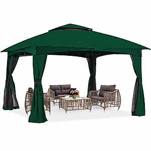 ABCCANOPY 10x10 Outdoor Gazebo - Patio Gazebo with Mosquito Netting, Outdoor Canopies for Shade and Rain for Lawn, Garden, Backyard & Deck (Forest Green)