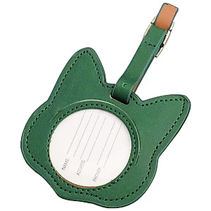 2Pcs Retro Style Cute Cat Premium Faux Leather Luggage Tags Privacy Protection Travel Bag Labels Suitcase Tags for Travel Bag,school bags,backpacks, golf bags, gym bags...