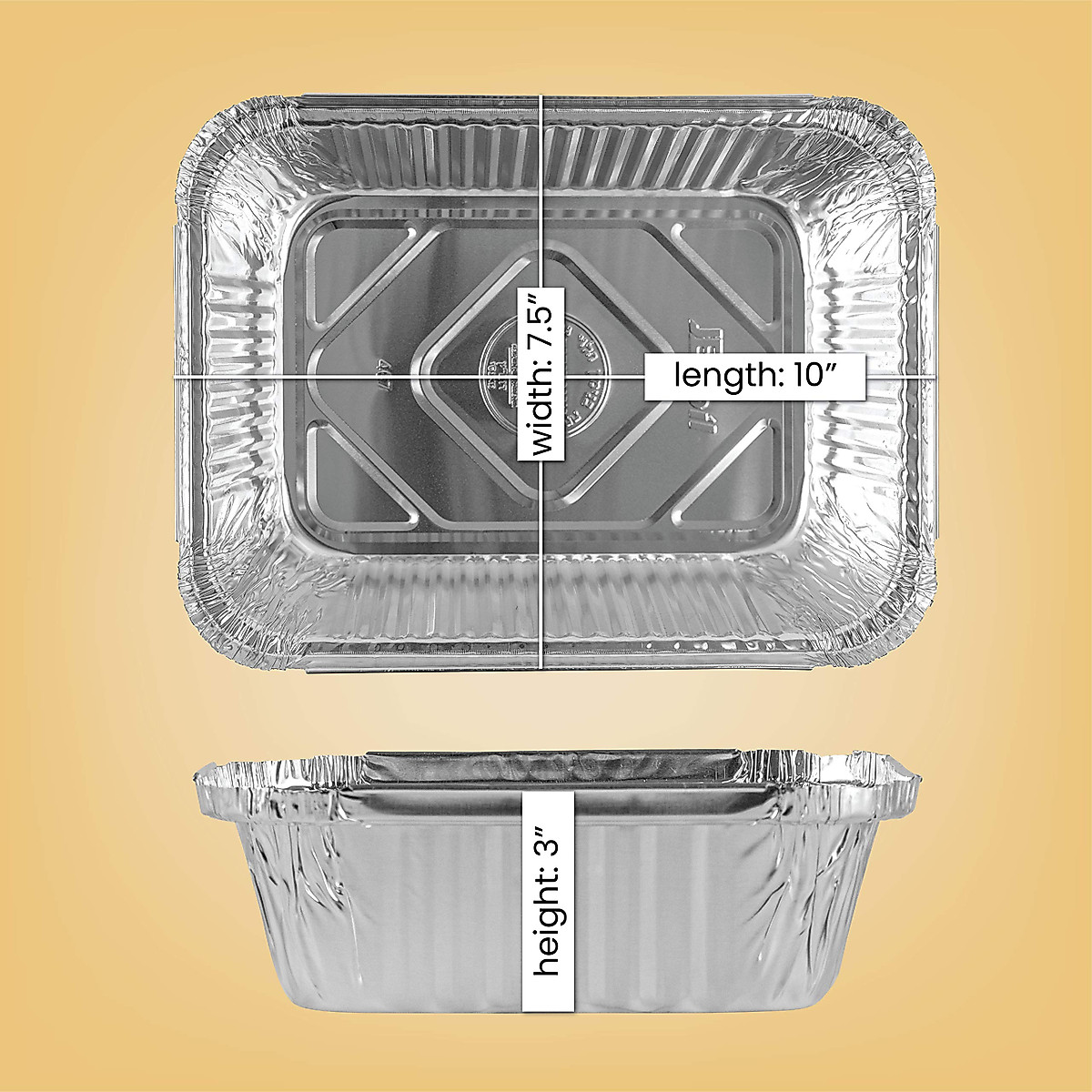 PLASTICPRO Disposable 5 LB Aluminum Takeout Tin Foil Baking Pans 7'' X 10'' X 3'' Inch Bakeware - Cookware Perfect for Baking Cakes,Brownies,Bread, Meatloaf, Lasagna, Pack of 10