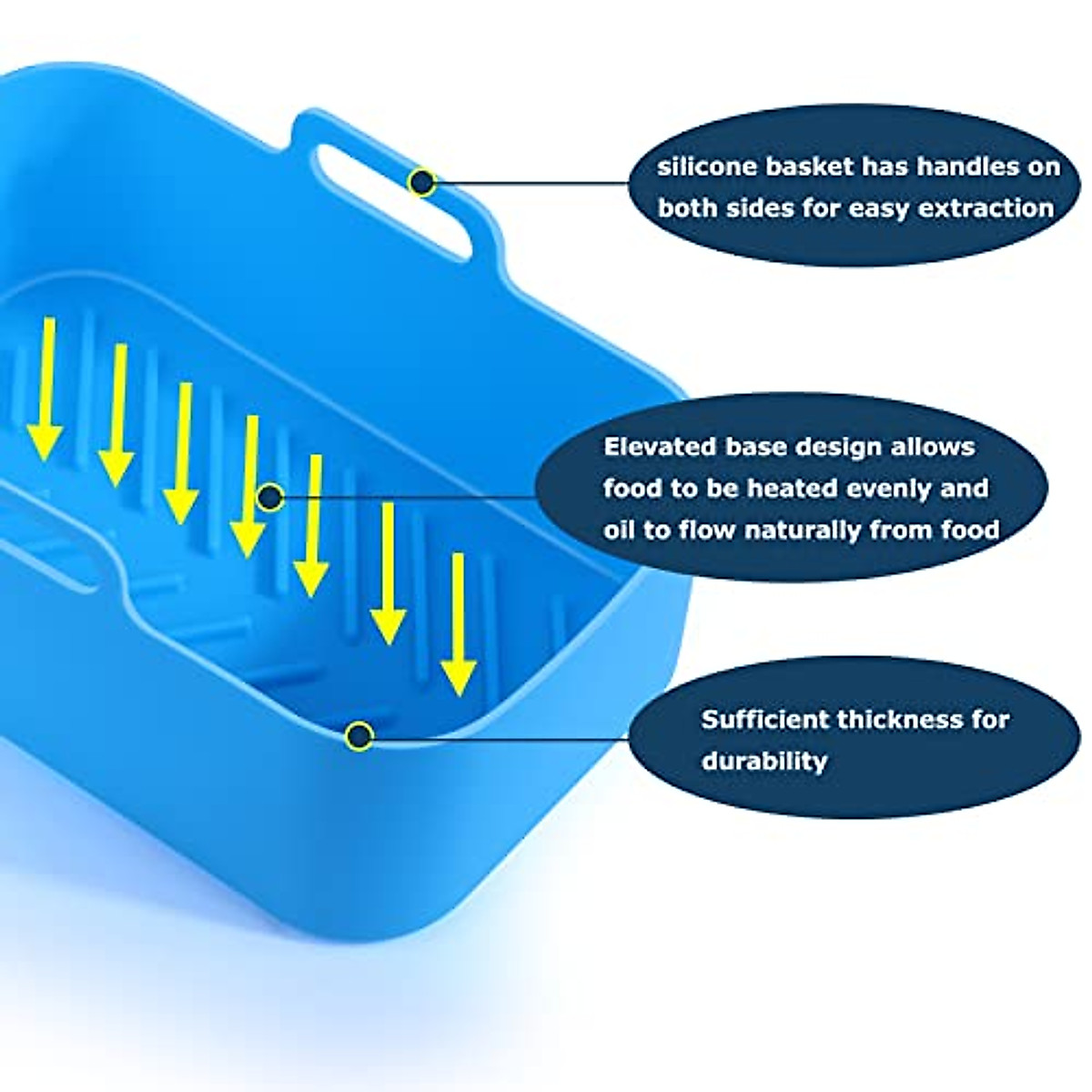 Air Fryer Silicone Liners - 2Pcs Reusable Silicone Pot for Ninja Foodi DZ201/DZ401 Dualzone Air Fryer, Oven Insert Silicone Bowl, Replacement of Parchment Paper Liners, Non Stick Basket Accessories