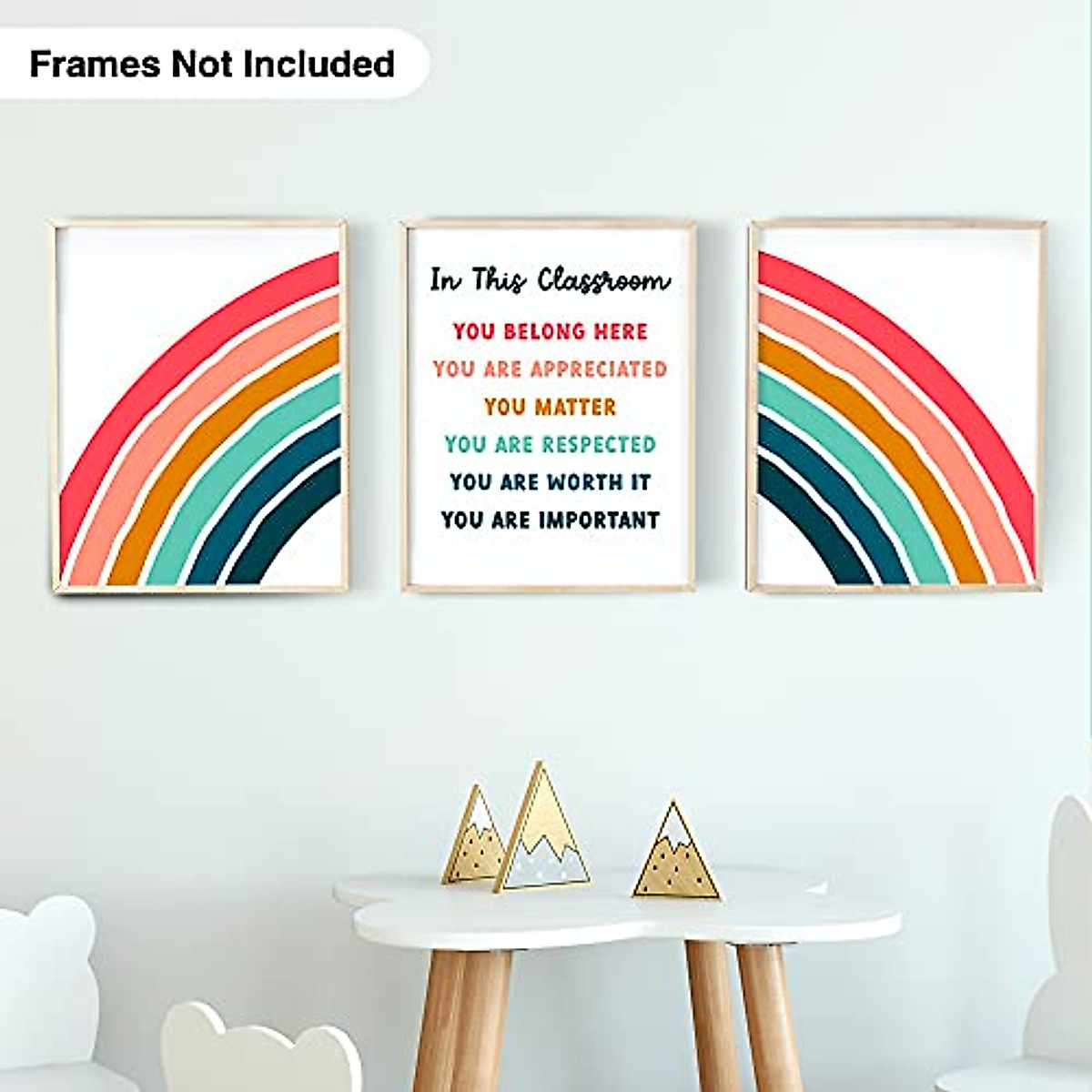 Inspirational Classroom Wall Art - 3-Piece Rainbow Set | Motivational Decor