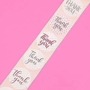 Pink Thank You Sticker Roll, Round Labels (1.5 Inches, 1000 Pack)