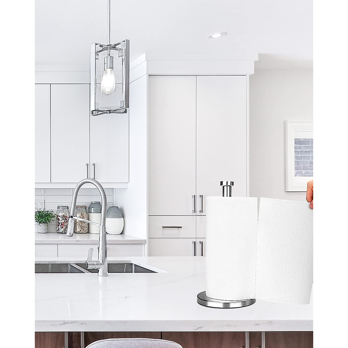 Paper Towel Holder Countertop,AFAXINRIE Paper Towel Holder，Stainless Steel Countertop Paper Towel Holder