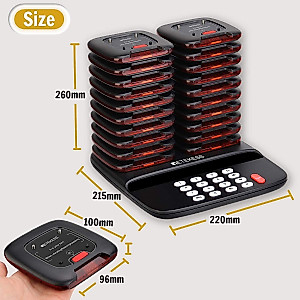 Retekess TD183 Restaurant Pager System Long Range, Order Ready Buzzer, 2624ft, 20 Hours Standby Time, 20 Rugged Coaster Pagers for Warehouse, Cafes, Parks