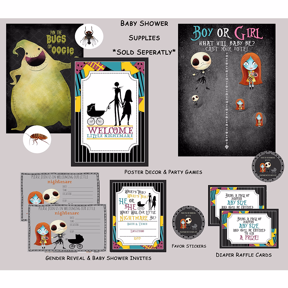 Silly Goose Gifts Welcome Little Nightmare - Before Christmas Themed Baby Shower Poster Sign Decor Decoration Supply 19x13in Door Yard Wall