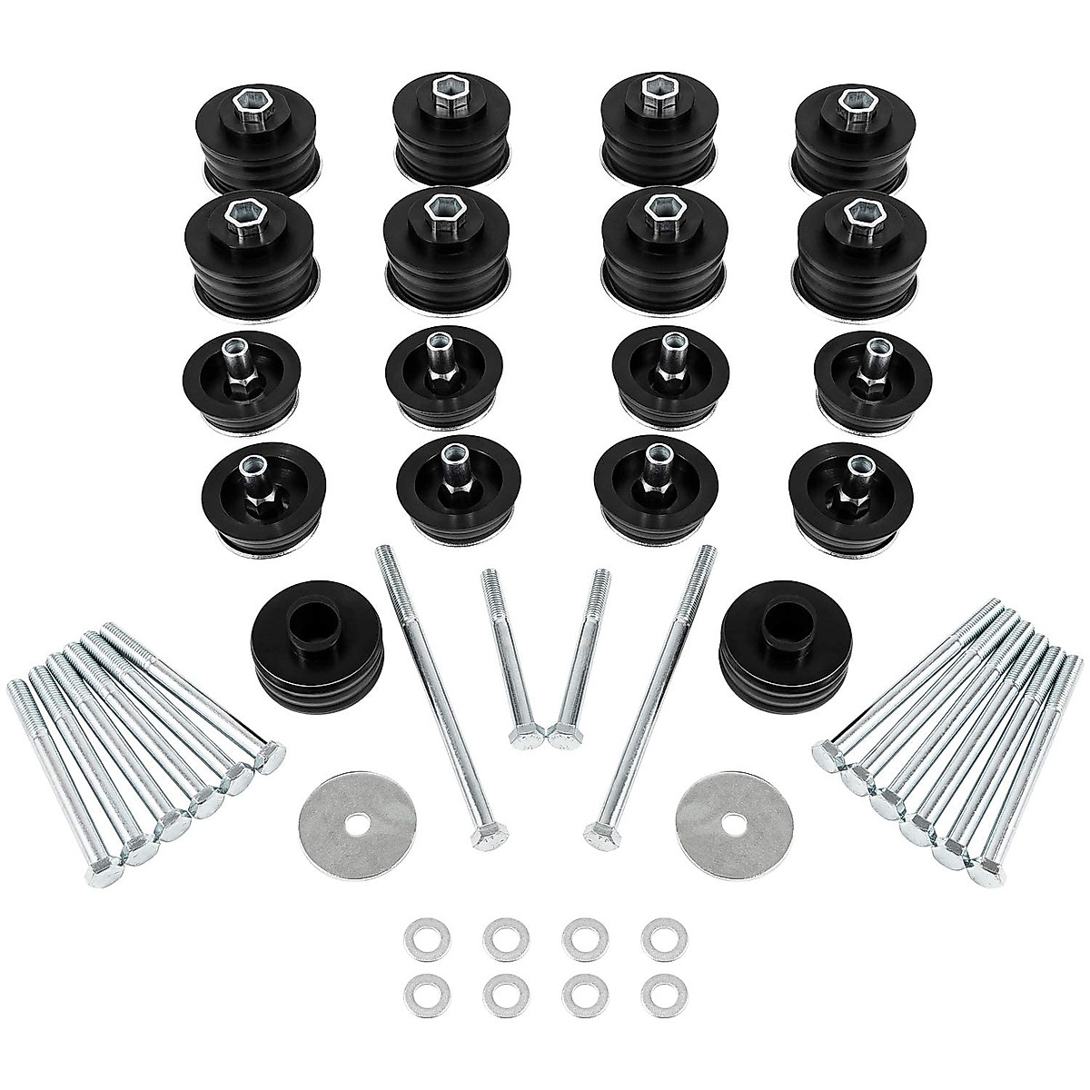 KF04060BK Body Mount Bushing Kit Fits for Ford F250 F350 Super Duty 2008-2016 2WD 4WD Polyurethane Body Cab Mounts & Steel Sleeves & Hardware (Black)