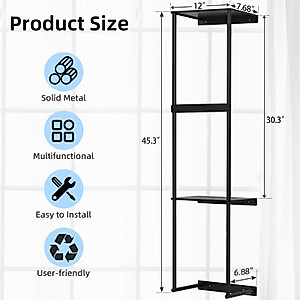 Camping Chair Wall Storage for Garage, Metal Camping Chair Storage Rack Wall Holder, Double Layer Wall Mount, Stainless Steel, Beach Chair Rack, Umbrella Holder, Organizer, Black