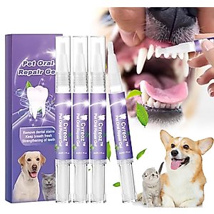 Pet Oral Repair Gel for Dogs, Pet Teeth Whitening Pen, Pet Oral Care Gel, Pet Oral Restoration White Gel, Pet Breath Freshener Gel for Dogs & Cats (4pcs)