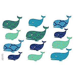 Tervis Whale Pattern Insulated Tumbler with Wrap and Blue Lid, 16oz, Clear