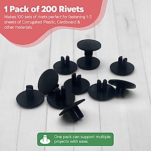 Plastic Ratchet Rivets - .73 in x .41 in (18.7 mm x 10.5 mm) - Construct Coroplast Guinea Pig or Hedgehog Habitats use for C&C Cages (Pack of 200) by Snout and Shell