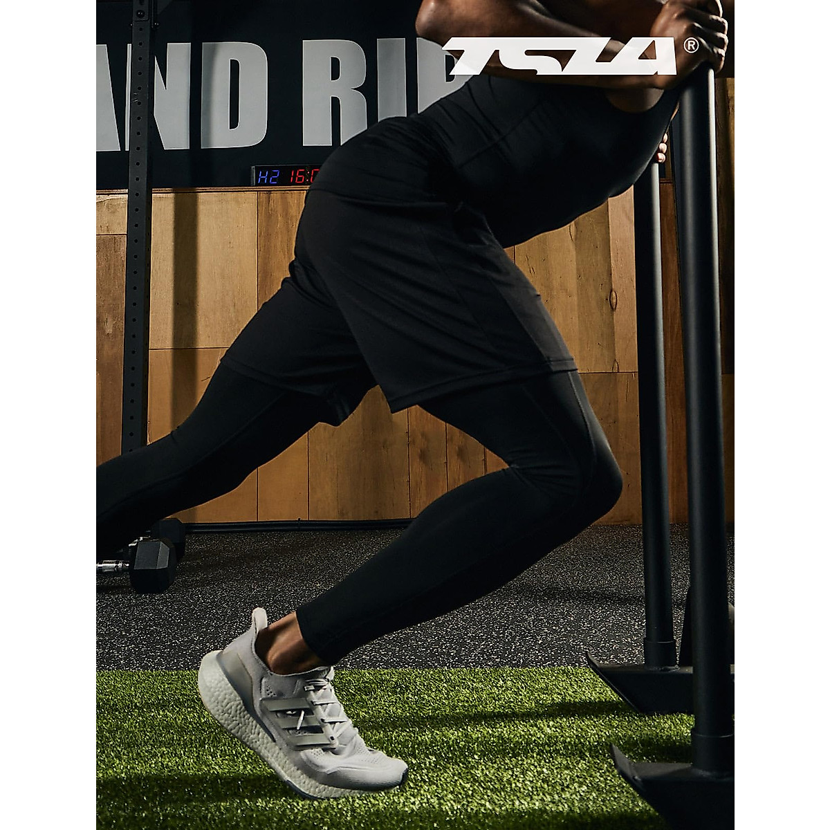 TSLA Men's Compression Pants, Cool Dry Athletic Workout Running Tights Leggings with Pocket/Non-Pocket, Hyper Control Pants Black, Large