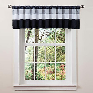 Lush Decor Triangle Home Fashions 19341 Iman Valance, White/Black, 18 x 84-inch