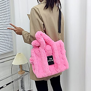 JQWYGB The Tote Bags for Women - Trendy Personalized Fluffy Tote Bag Large Capacity Top-Handle Shoulder Crossbody Bags for Work Travel Shopping