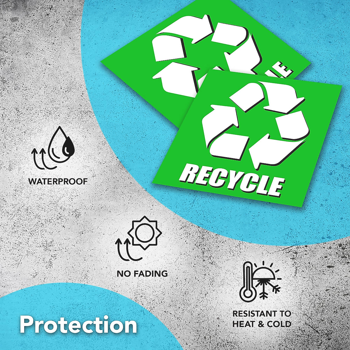 2 PC Recycling Stickers for Trash Can - 4 x 4 Vinyl Stickers - Waste Management Sticker - Trash Recycle Stickers - Green Recycling Bin Labels
