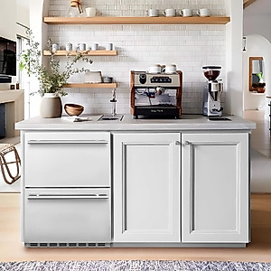 HCK Drawer Outdoor Refrigerator, 24 Inch Dual Zone Wine and Beverage Fridge with Weatherproof Stainless Steel, Under Counter Fridge, Separate Temperature Controls for Home, Patio, Commercial Use