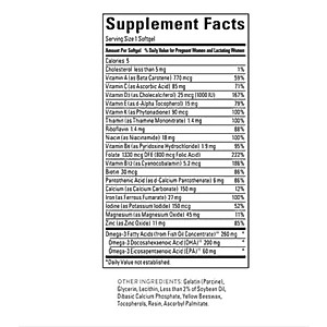 Prenatal with Folic Acid + DHA, Prenatal Vitamin and Mineral Supplement for Daily Nutritional Support, 150 Softgels, 150 Day Supply Plus Bonus 2 Sugar-Free White Peach Hydration Stick
