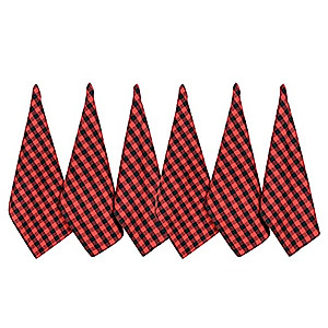 Gratico Kitchen Towels Set of 6 Buffalo Checks Red/Black Kitchen Towels 20X30 Inches 100% Cotton Highly Absorbent Kitchen Towels Premium Quality Ultra Soft Mitered Corners Kitchen Towels
