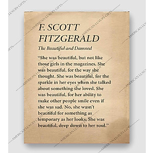 F. Scott Fitzgerald Quotes - "The Beautiful and Damned" Motivational Quote Wall Decor, Religious Wall Decor, Decorations for Home, Wall Art for Living Room, Wall Art Scripture, Unframed - 8x10