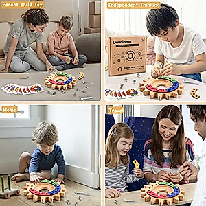 Devolamn Toddler Toys, Wooden Toys, Montessori Toys for 3 4 5, 35 in 1 Wooden Montessori Screwdriver Board Set, Learning Sensory Bin Toys Preschool Toys, Fine Motor Skills Toys (20CM)