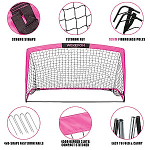 WEKEFON Soccer Goal 5' x 3.1', Pink, Portable for Backyard Games & Training, 1 Pack