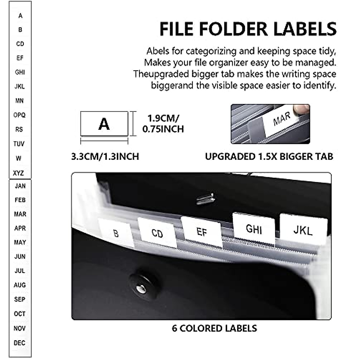 Vertical File Folder Expanding Accordion Folder with 7 Pockets Multi Pocket File Organizer A4 Letter Size for Easy Backpack Access(2 Pack Black)