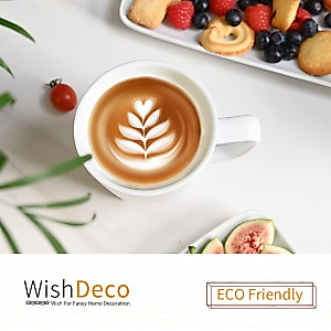 WishDeco Coffee Mugs Set of 6, White Mugs with Handle, 14oz Porcelain Coffee Cups, Ceramic Tea Cups, Large Mugs for Latte, Cappuccino, Milk, Juice, Cocoa, Square Bottom