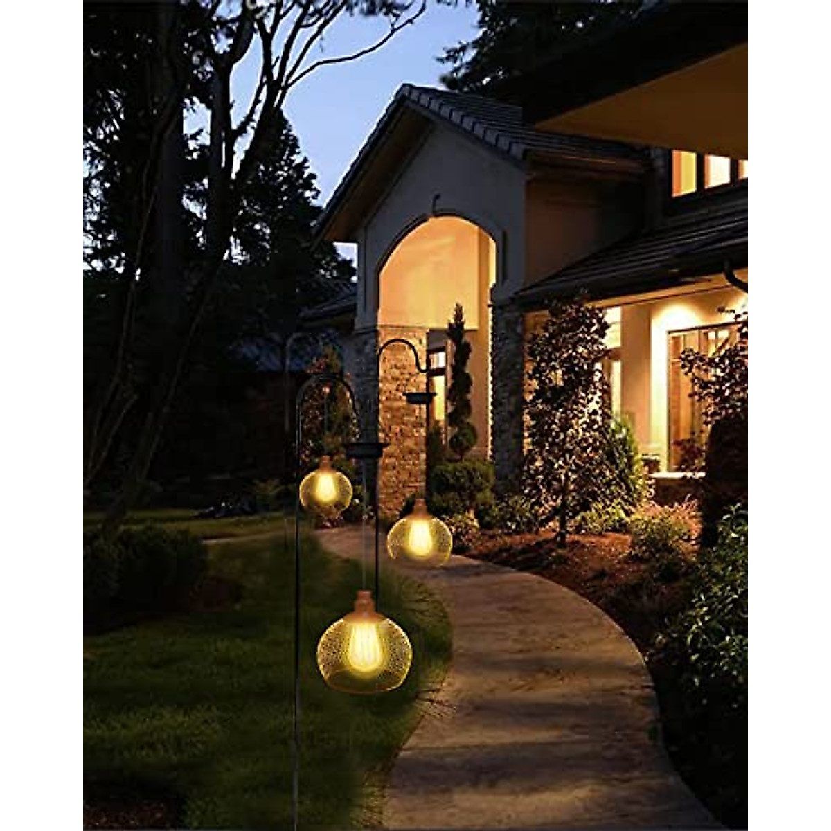 SHYMERY Hanging Solar Lights,Metal Solar Lantern LED Garden Outdoor Chandelier Rustic Edison Bulb Lamps Waterproof for Outdoor Hanging,Porch,Patio,Lanai,Pathway Decor(Bronze,1 Pack)