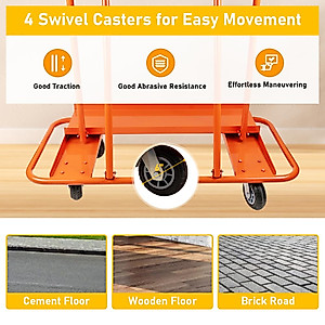 Yeeoy Drywall Sheet Cart, 3000 LBS Heavy Duty Drywall Sheet Cart, Panel Dolly Cart with 4 Swivel Wheels, Lumber Cart Handling Wall Panel Sheetrock Lumber for Garage Home Warehouse