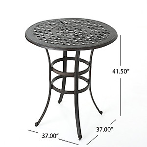 Christopher Knight Home Alfresco Outdoor 37" Cast Aluminum Round Bar Table, Bronze