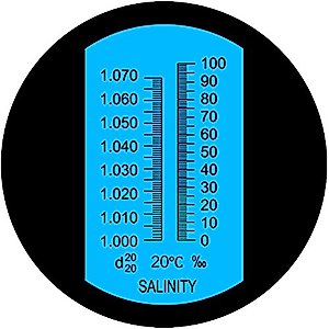Professional Automatic Temperature Compensation Salinity Refractometer for Aquariums, Marine Monitoring, Saltwater Testing.Dual Sacle: 0-100ppt & 1.000-1.070 Specific Gravity