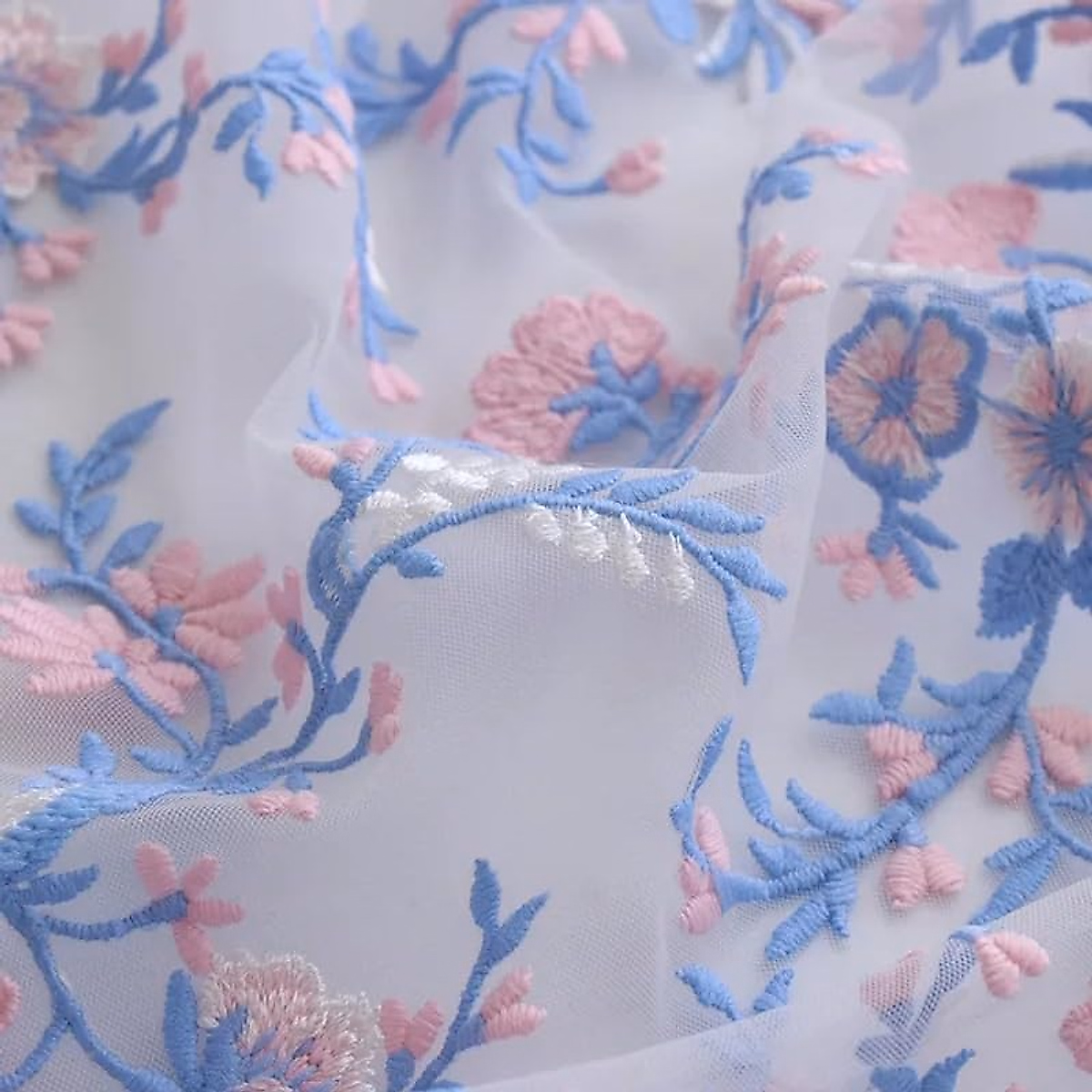 XMTXZYM 3 Meter Mesh Fabric Embroidery Lace Fabric Wedding Dress Clothing Fabric Handmade DIY Fabric