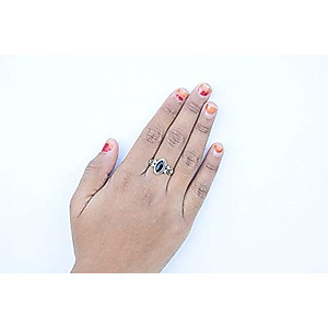 Black Onyx Stone Ring, 925 Sterling Silver Statement Ring For Women, Handmade Ring Gemstone Promise Ring for Birthday Christmas Gift For Her Ring Size US 7