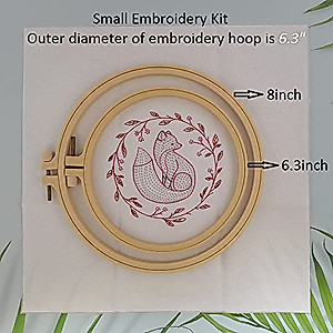 mopulo Embroidery Kit for Adults Beginners Starter Cross Stich Kit with Fox Pattern Stamped Embroidery Cloth Hoops Threads Needles Easy Handmade Needlepoint Kits,Fox