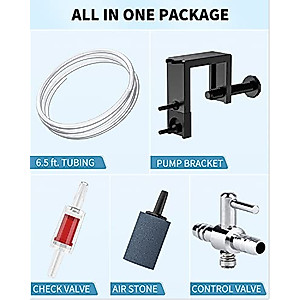 Pawfly Mini Aquarium Air Pump for 3-20 Gallon Nano Fish Tanks 15 GPH Oxygen Aerator Pump with Bracket Airline Tubing Air Stone Control Valve and Check Valve Accessories