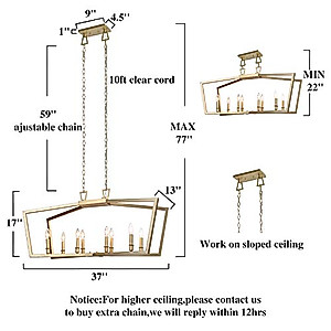 KSANA Gold Chandelier, Modern 8 Lights Metal Light Fixture for Dining Room and Kitchen Island