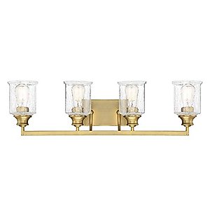 Savoy House 8-1972-4-322 Hampton Warm Brass 4-Light Bathroom Vanity Light (32" W x 9" H)