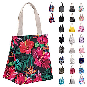 iknoe Lunch Bag Insulated Lunch Bags for Women & Men, 9L Reusable Lunch Tote, Portable Adult Thermal Large Lunch Cooler for Work Picnic Beach (Botanic)