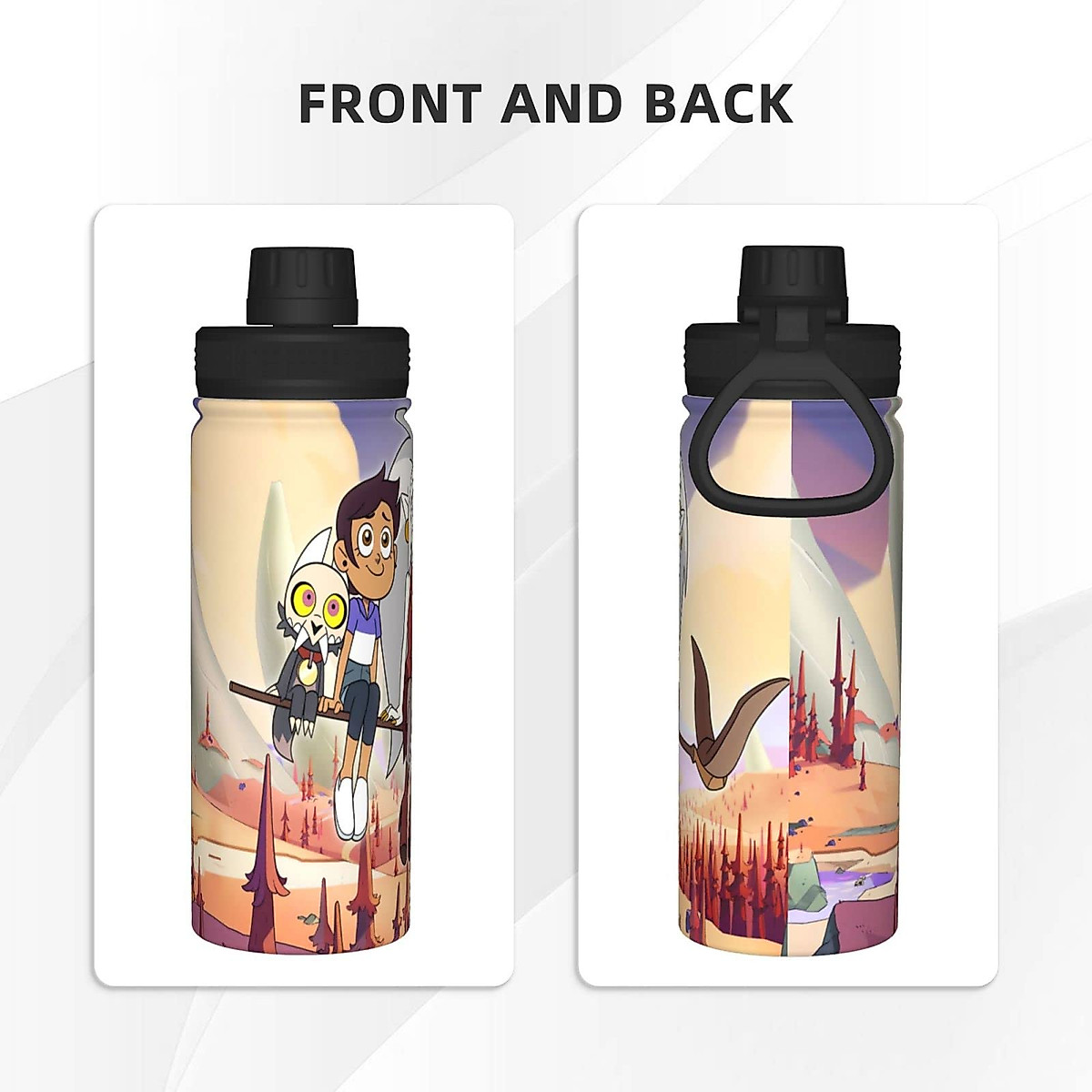 atgzfdr The Owl Anime House Sports Water Bottle 18oz Stainless Insulated Water Bottles Leak Proof Hot and Cold Flask Travel Cup for Hiking & Biking