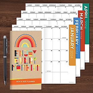 TF PUBLISHING 2024-2025 Enjoy Every Moment 2-Year Small Monthly Pocket Planner | 2-Page Large Calendar Grid and Lined Notes Section in Back | Monthly Day Planner for Purse | 3.5" x 6.5"