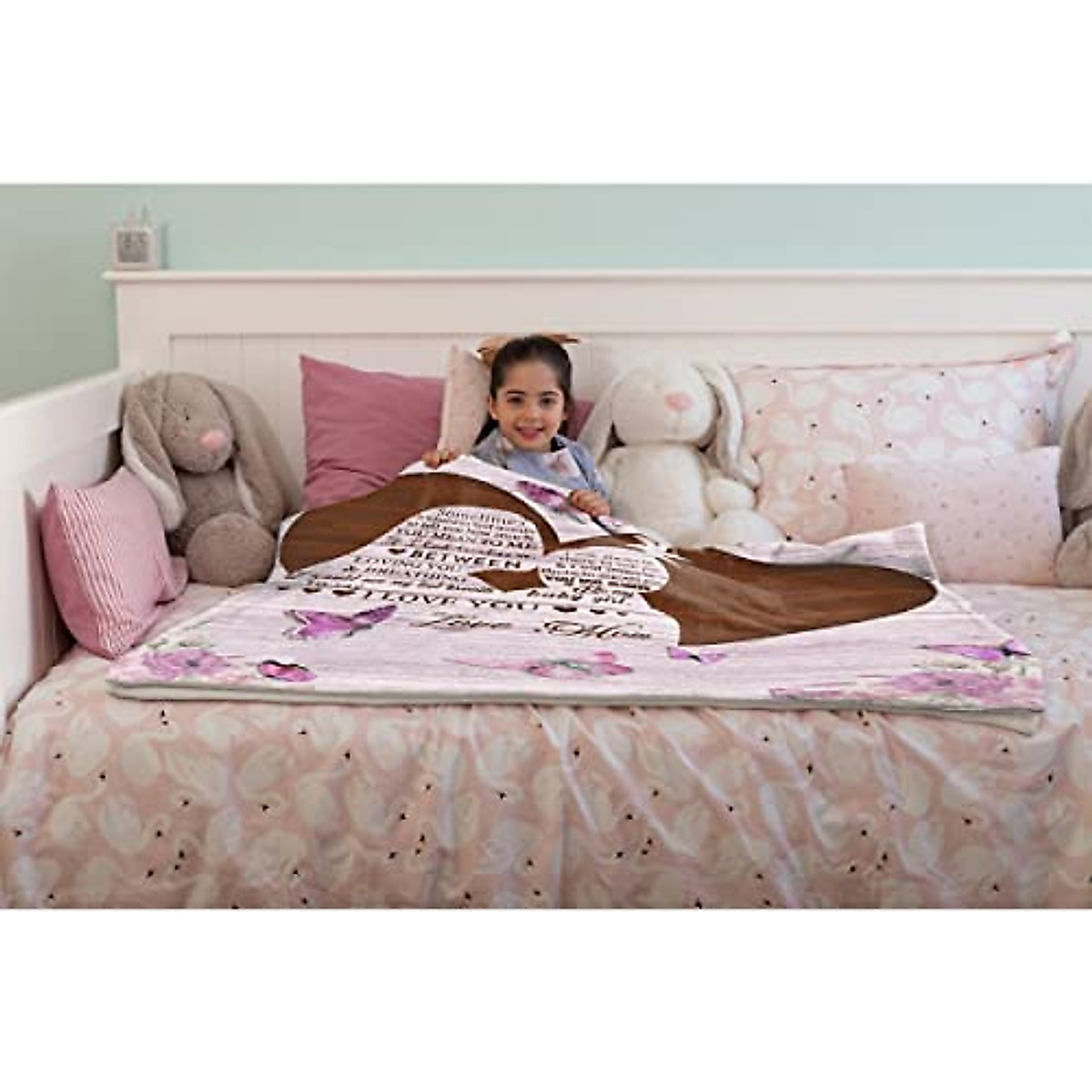 Love Letter to My Daughter from Mom Butterfly Warm Throw Blankets Super Soft Fluffy Comfortable Flannel Fleece Cozy Plush Blanket for Couch Bed Travel Gifts 80“x60 Large for Adults